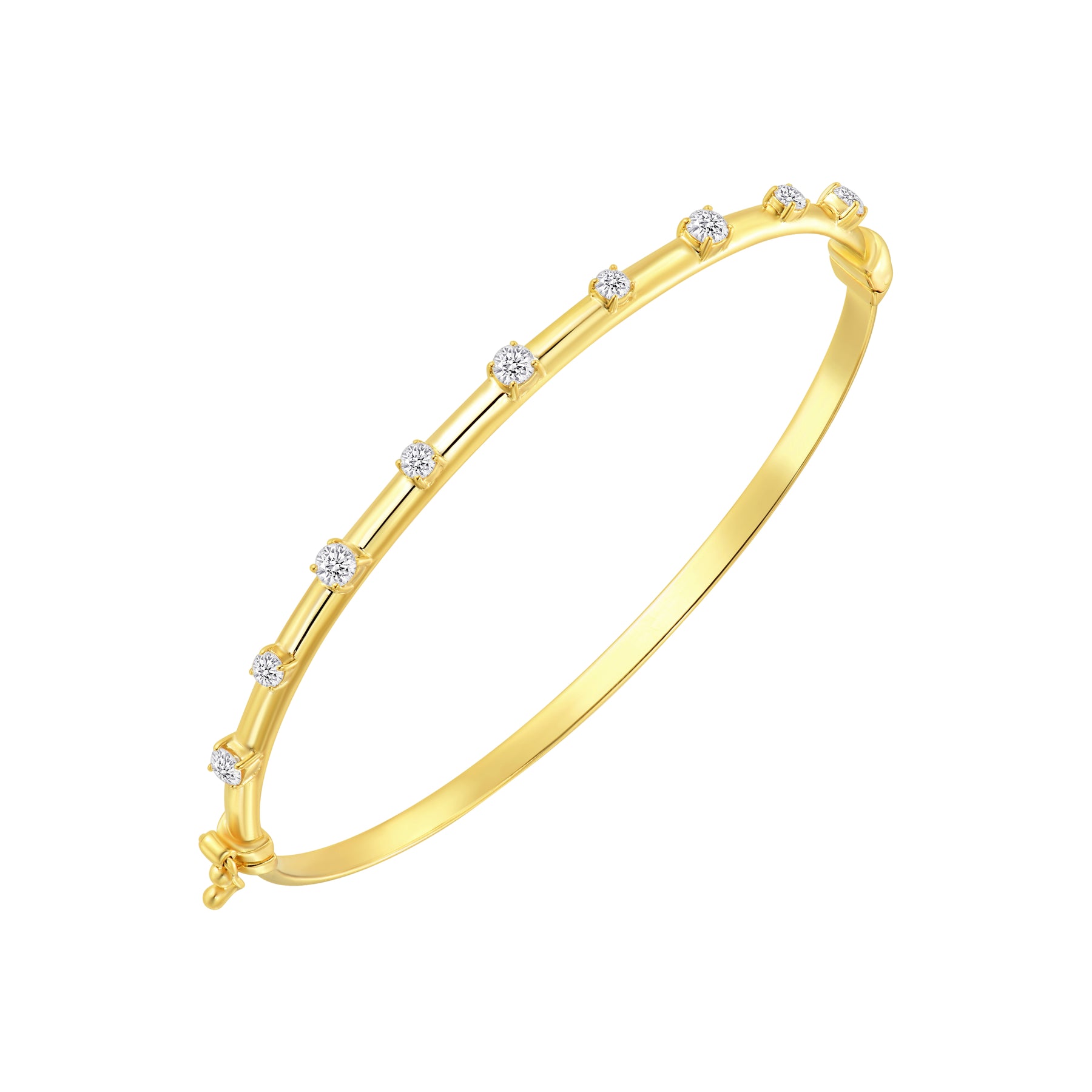 925 STERLING SILVER LINEAR HINGED BANGLE WITH CUBIC ZIRCONIA - Almond (Thailand) Limited.