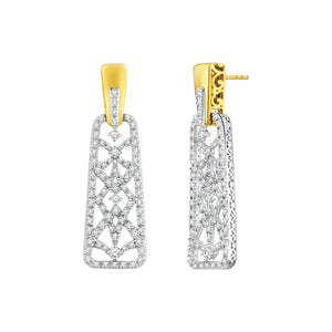 925 STERLING SILVER OPEN WORK EARRINGS WITH CUBIC ZIRCONIA - Almond ...