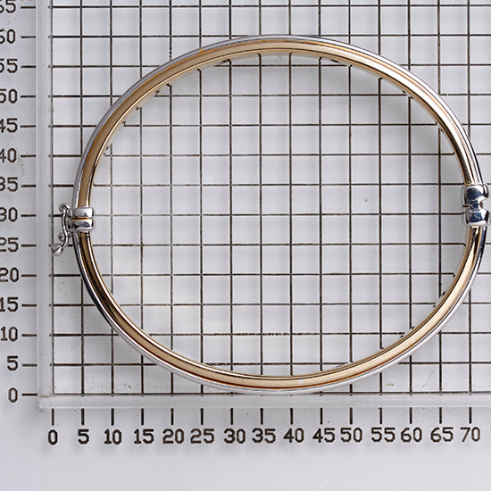 925 STERLING SILVER TWO TONE DOUBLE WITH DIAMOND CUT HINGED BANGLE ...