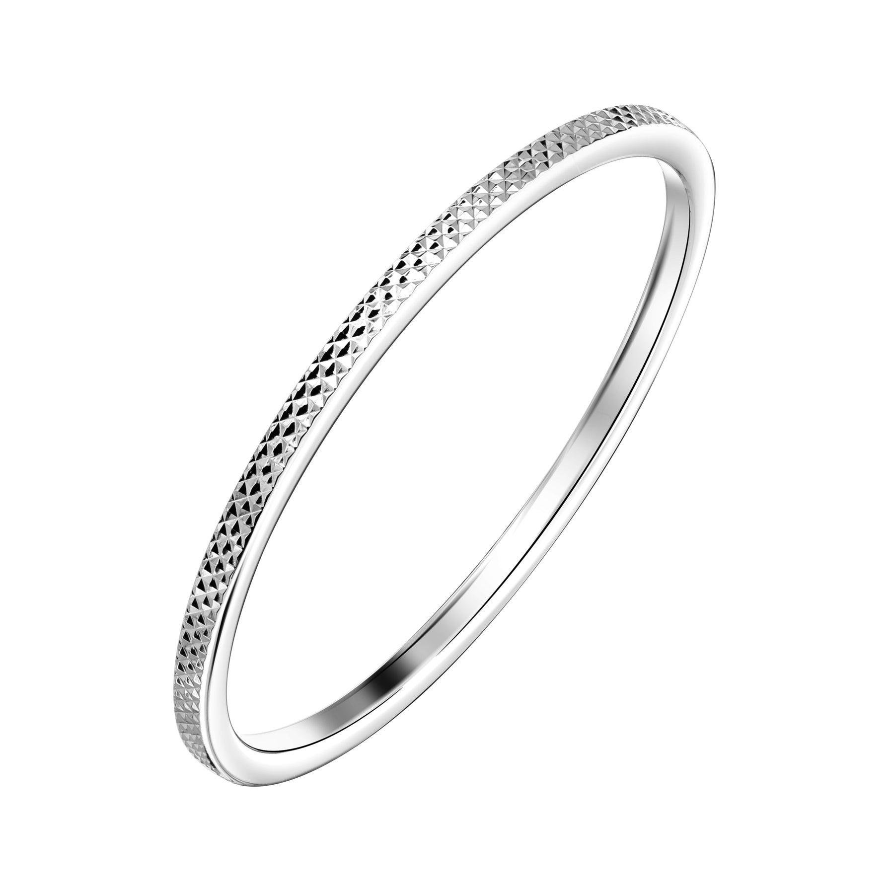 925 STERLING SILVER DIAMOND CUT TUBING SLIP ON BANGLE - Almond ...